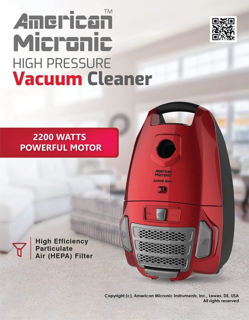 AMERICAN MICRONIC® 2200W Vacuum Cleaner | 32 KPa High Suction ...